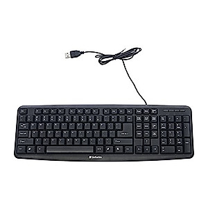 Verbatim Slimline Wired Keyboard USB Plug-and-Play Numeric Keypad Adjustable Tilt Legs Corded Full-Size Computer Keyboard Compatible with PC, Laptop - Frustration Free Packaging Black 99201