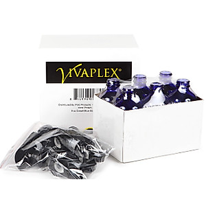 Vivaplex, 6, Large, 8 oz, Empty, Cobalt Blue Glass Spray Bottles with Black Trigger Sprayers and Lids