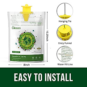 Garsum Outdoor Disposable Hanging Fly Trap Bag with Fly Bait, Catch Up to 3,5000 Flies for Barns, Stables & Ranches - 1 Pack