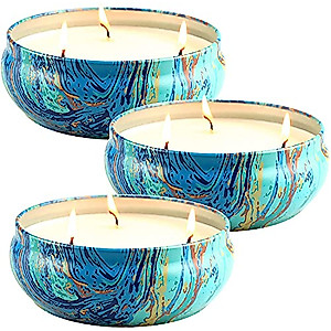 LA JOLIE MUSE Citronella Candles Outdoor, Large Citronella Candles for Patio Set 3, Natural Soy Wax, 3 Wick Candle, Outdoor & Indoor, 11.6 Oz