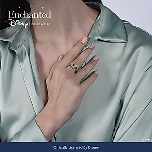 Jewelili Enchanted Disney Fine Jewelry Sterling Silver 1/10 Cttw Natural White Diamond Tinker Bell Ring size 9