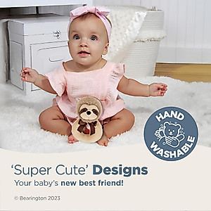 Bearington Collection Baby Lil’ Speedster, 5.5 Inch Sloth Plush Stuffed Animal Soft Ring Rattle, Sloth Baby Stuff