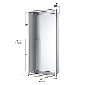 24“ X 12” DecoMust Stainless Steel Shower Niche Modern and Elegant Design, Easy to Install, Perfect for Shampoo and Soap Storage