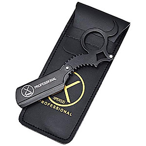 XPERSIS Professional Finger Insert Handle Barber Straight Edge Shaving Razor Black (Dragon)