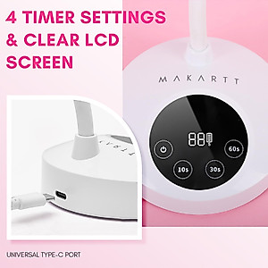 Makartt UV Nail Lamp, Mini UV Light for Gel Nails Polish Luminoza 10W Rechargeable LED Nail Light Nail Dryer with 4 Timers & Auto Sensor, Fast Curing Goosenecks UV Lamp for Home Nail DIY Manicure