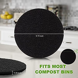 10 Pack Charcoal Filters for Kitchen Compost Bin, Compost Filters for Countertop Bin Pail Replacement, Activated Charcoal Home Bucket Refill Sets, Round 6.7 Inch