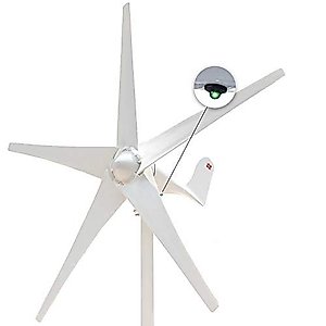 Marsrock 400W Windmill 24V AC with Charging LED Small Wind Turbine Generator MPPT Controller for Wind Solar Hybrid System 2m/s Low Start Wind Speed with 5 Blades(5S-400H-24W)