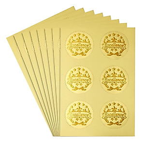 48 Sheets Blue Certificate of Recognition Award Paper with Gold Foil Sticker Seals for Graduation Diploma, Achievements (8.5 x 11 in)