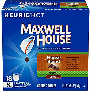 Maxwell House Decaf House Blend Medium Roast K-Cup Coffee Pods (72 Pods, 4 Packs of 18)