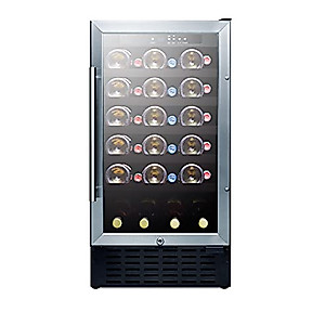 Summit SWC1840BADA 18"" ADA Compliant Built-In Wine Cellar with 34 Bottle Capacity Black Cabinet 5 Wood Shelves and Automatic Defrost in Stainless Steel
