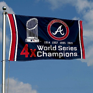 WinCraft Atlanta Braves Years Series Champions 3x5 Foot Grommet Banner Flag