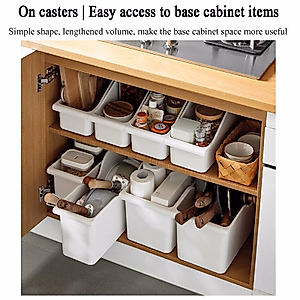 LEAYAN Under Sink Storage Rack, Under Bathroom Cabinet Sliding Storage Basket Organizer Kitchen Under Sink Shelf Organizer Under Sink Rack Shelf, White 40x16.5x23.2cm