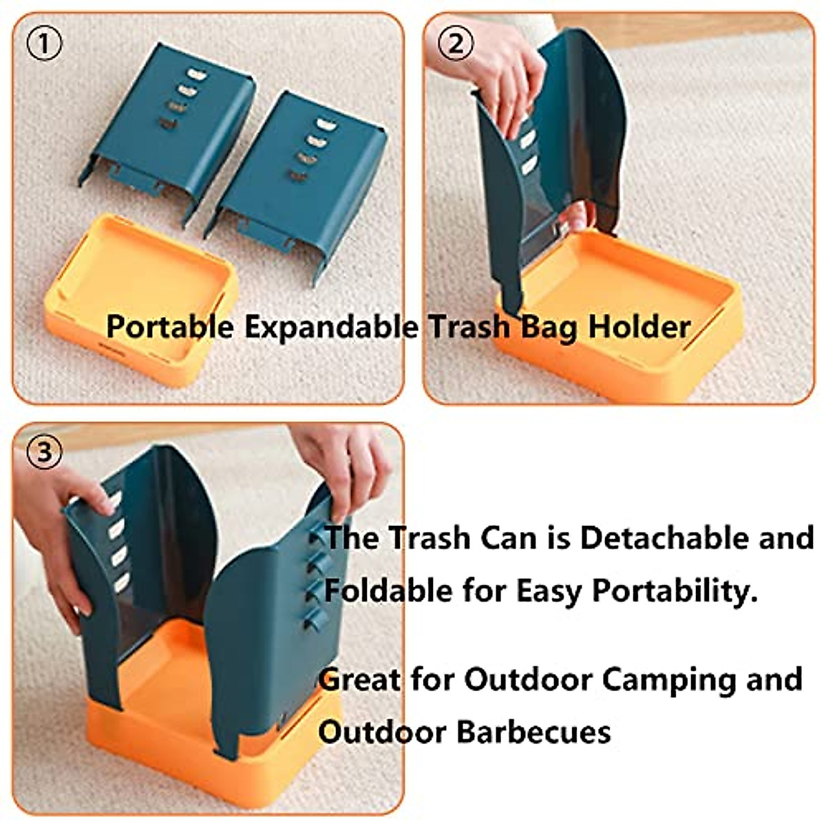 ZHEDALANG 9-Gear Adjustable Size Trash Can, Portable Expandable Trash Bag Holder, Portable Trash Bin for Kitchen, Collapsible Garbage Bag Holder Camping, Suitable for Different Sizes of Garbage Bags