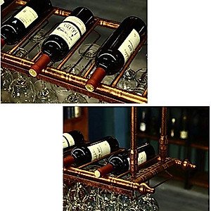 Wine Rack Wine Rack Ceiling Wine Racks，Hanging Wine Glass Holder， Vintage Wine Bottle Holder，Rustic Wall Mounted Wine Holder，Adjustable Height， Iron Hanging Wine Glass Rack Wine Ra