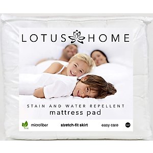 Lotus Home Microfiber Water and Stain Resistant Mattress Pad, King