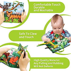 Soft Books for Baby 6 12 Months, Infants Sensory Toys for 0-6 Month, Newborn Crinkle Book for Baby Early Development, Touch and Feel Jungly Tails Cloth Book, Best Baby Gift 3 6 8 9 12 Months Girl Boy