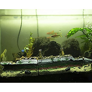 IBWell 15 inch Large Ship Wreck Resin Aquarium Castle Decorations Fish Tank Ornaments