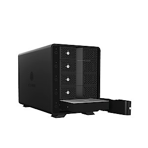 ICY BOX 5 Way Hard Drive Enclosure for 3.5 Inch Hard Drives Single Switchable Strapless USB 3.1 Gen2 (USB-C, USB-A) Fan Aluminium Black