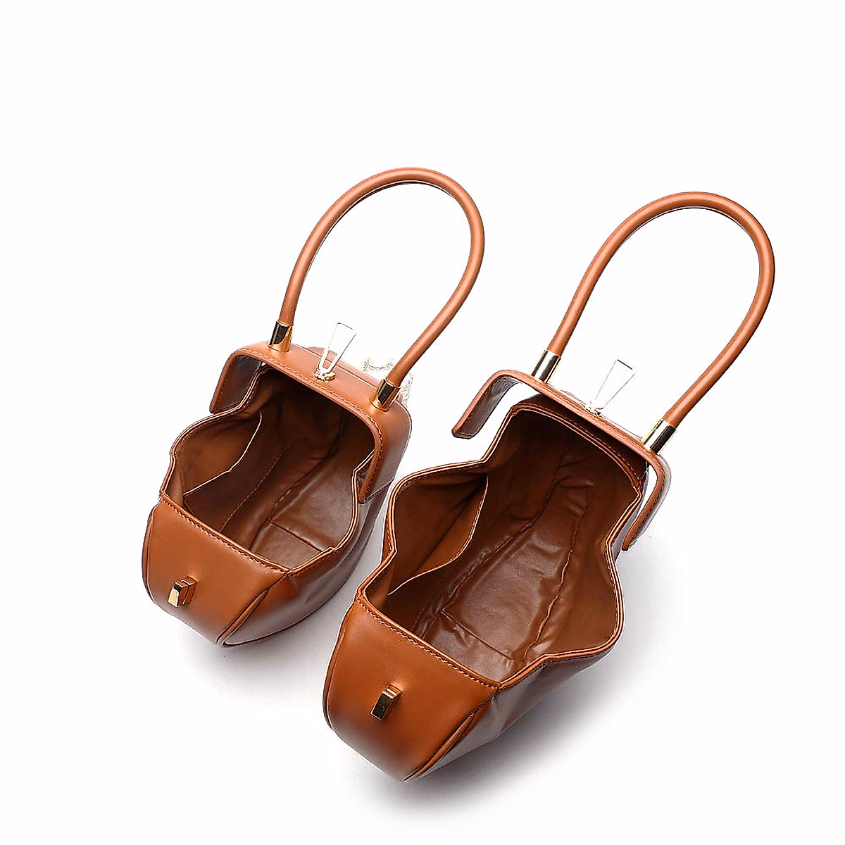 Mn&Sue Fashion Designer Women's Genuine Leather Top Handle Handbag Evening Bag Party Prom Wedding Purse (Normal, Brown)