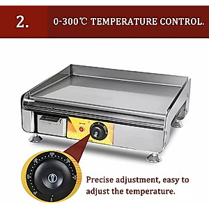 2300W Commercial Electric Frying Pan, Non Stick Temperature Controlled Multi-Functional Snack Kitchen Appliance, Teppanyaki, Pancake, Steak, Fried Rice, Fried Egg, Teppanyaki Squid, Etc