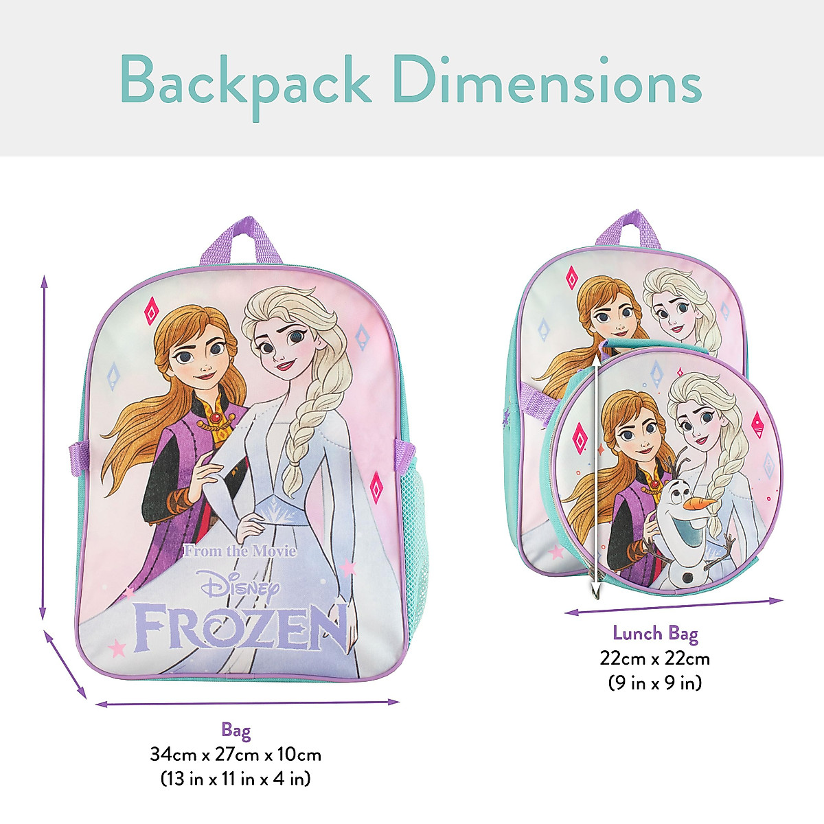 Disney Kids Backpack and Lunchbag Set Frozen Multicolored