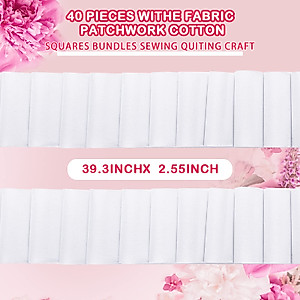 40 Pcs White Jelly Cotton Fabric Patchwork Roll, 2.55 Inch Roll Up Cotton Fabric Quilting Strips, Jelly Fabric Patchwork Craft Cotton Fabric for Quilters and Sewing DIY Crafts (Basic Style)