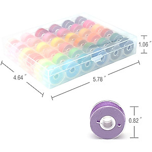 POPKU 72PCS Bobbins with Sewing Thread for Brother Singer Babylock Janome Kenmore (72pcs Bobbins)