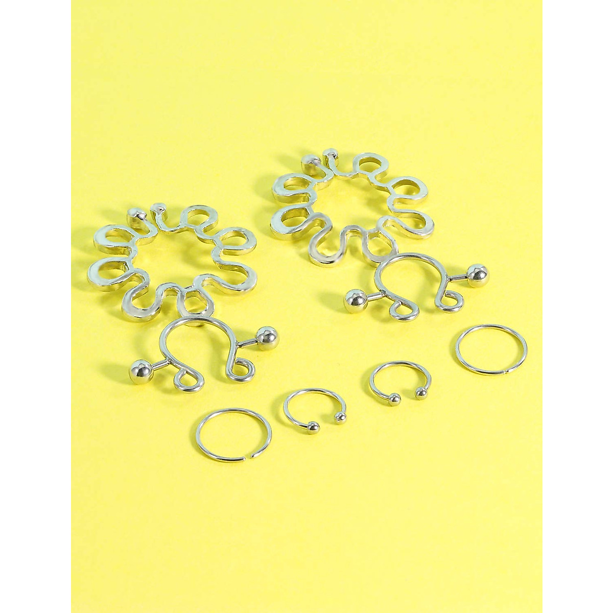 Jenxnjsjo Fake Nipple Rings, Fake Nipple Piercing, Faux Nipple Piercing, Nipple Rings Non Piercing, Non Piercing Nipple Rings, Fake Nipple Ring, Fake Nipple Piercings, Faux Nipple Rings for Women