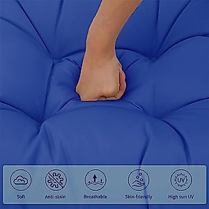 EAIMi Outdoor Chair Cushions - Waterproof Tufted Seat Cushions for Patio Furniture Set of 2 - U Shaped Memory Foam Overstuffed Patio Cushions for Wicker Chair with Round Corner 19"x19"x5", Navy