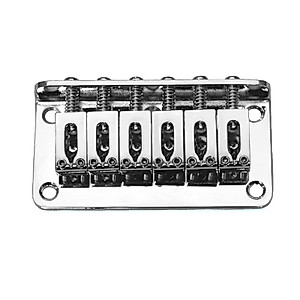 MAXCHEER 78mm Fixed Hardtail Bridge for 6 String Fender Strat Tele Electric Guitar (Chrome)
