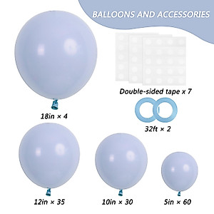 RUBFAC 129pcs Retro Blue Balloons Different Sizes 18 12 10 5 Inch Latex Dusty Blue Balloon Garland Arch for Party Decoration Gender Reveal Graduation Birthday Wedding Anniversary Baby Shower Party