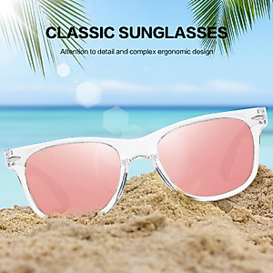 Geopty 15 Pack Neon Party Favors Sunglasses Bulk, Retro Colorful Mirror Lens Sunglasses 80s 90s Party Glasses (Color, Clear)