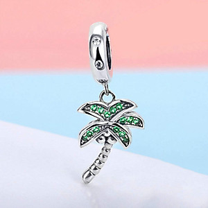 Palm Tree Charm 925 Sterling Silver Coconut Palm Charm Anniversary Charm for Pandora Charm Bracelet (B)