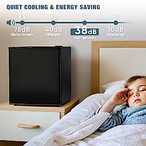 Manastin 1.7 Cu.Ft Mini Fridge with Freezer, Low Noise Compact Refrigerator, Adjustable Thermostat, Energy Saving, Stylish Small Fridge for Bedroom, Office, Dorm, Hotel. (Stylish Black)