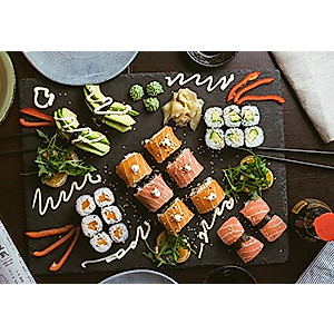 Exzact Chopsticks Gift Set - 5 Pairs of Reusable Natural Bamboo Chopsticks in a Beautiful Black Handmade Box - Decorated Japanese Lucky Cat/Fortune Cat Style