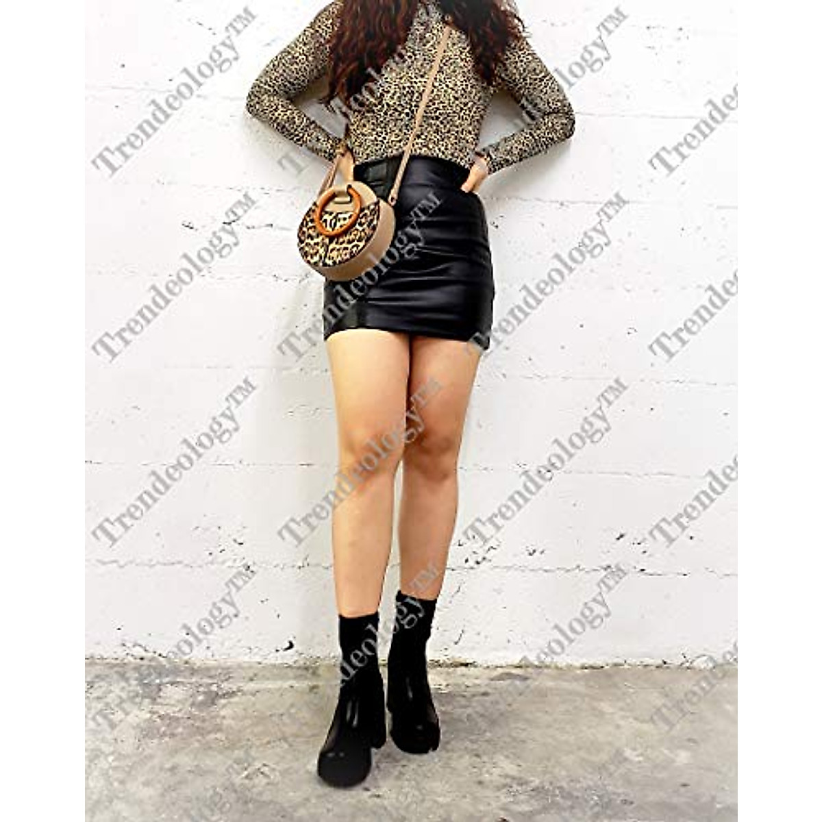 Leopard Neon Snake Print Vegan Leather Ring Handle Medium Crossbody Satchel (Leopard Taupe)