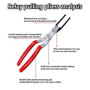 Relay Puller Pliers, Car Relay Disassembly Clamp, Battery Terminal Fuse Extraction Remover Tool, Metal Steel Automotive Pliers, Universal Vehicle Repair Accessories