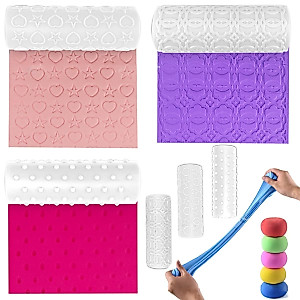 CHUMIRRY KIDS Clay Texture Roller, Alphabet Stamps for Clay, Stamp Letters for Clay, Clay Slab Roller, Silk Screen for Polymer Clay, Texture Roller for Polymer Clay Earrings Tools