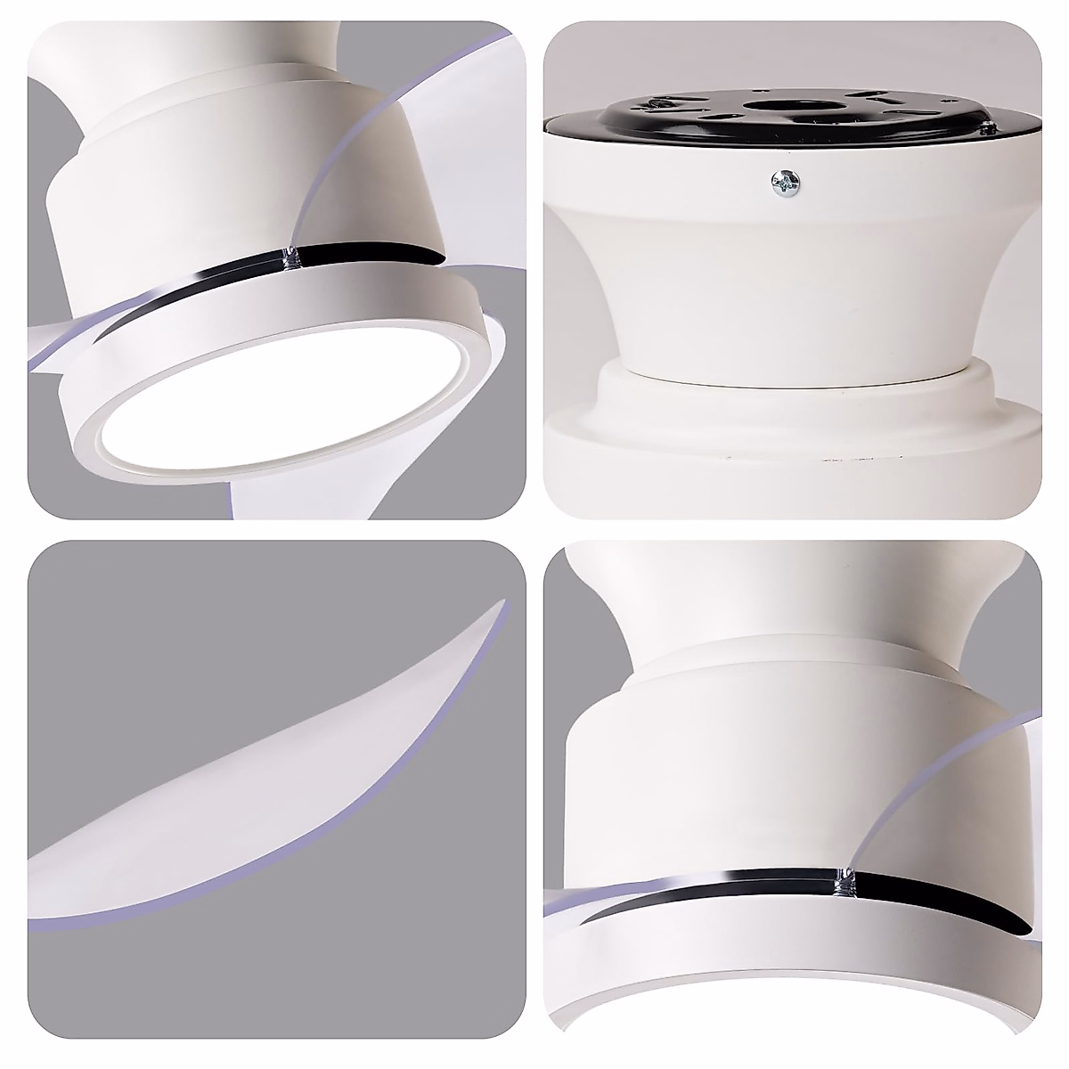 Roomratv Ceiling Fans with Lights 22 inch Quiet Ceiling Fan Large Airflow Remote Control 3 Color Temperature for Bedroom Kitchen Dining Room Patio（White）