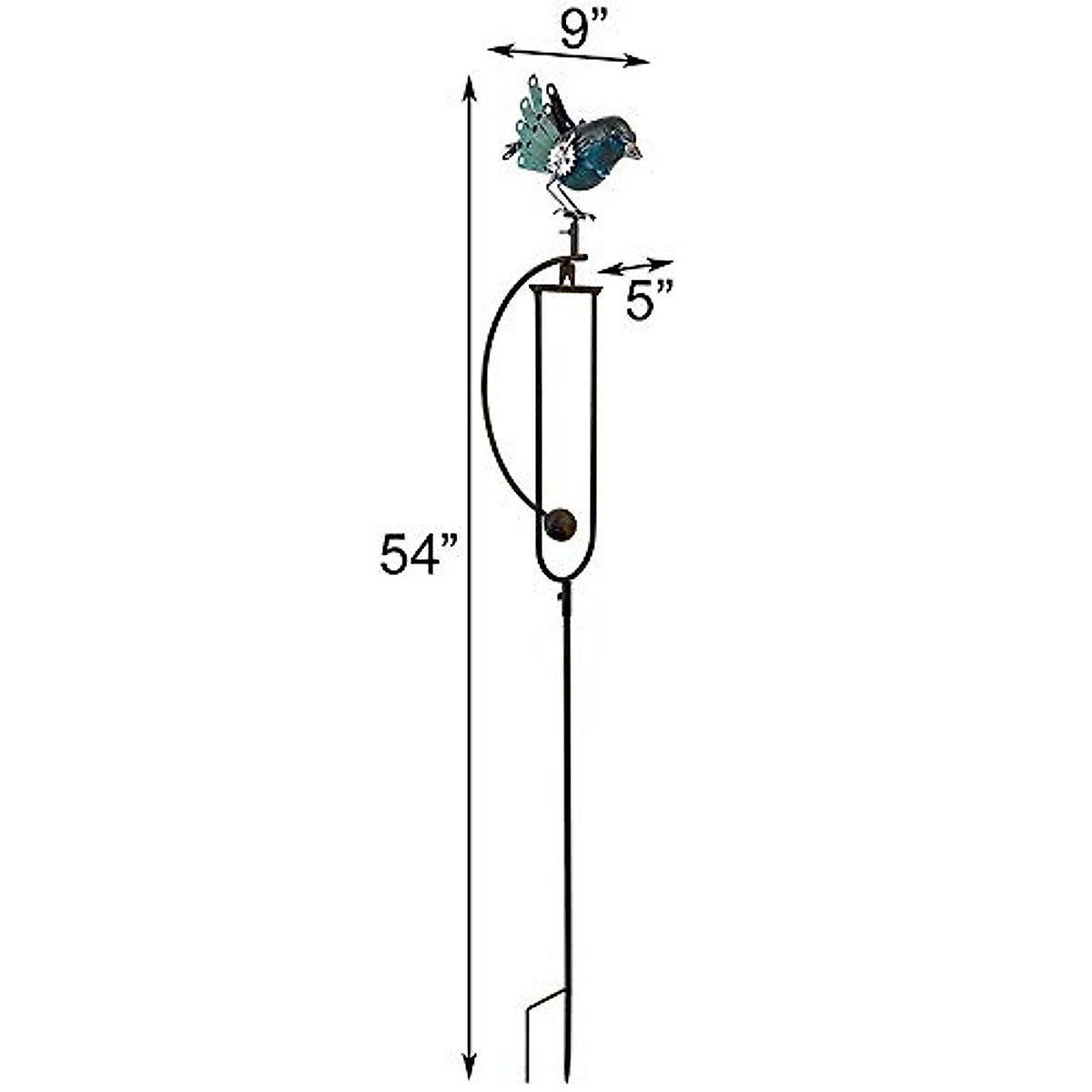 Esschert Staked Metal Mechanical Bluebird Rocker, 54" H
