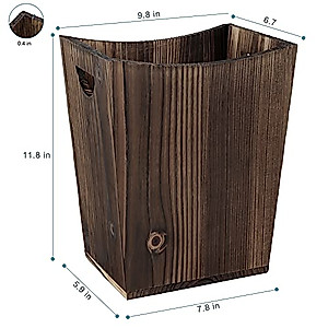 ETELI Wood Waste Basket Small Trash Can for Office Rectangular Trash Can Decorative with 2 Handles for Bathroom Bedroom Kitchen Hotel (Brown)