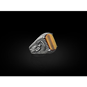 BySilverStone Jewelry Silver Onyx Gemstone Azrael Men Ring, 925 Silver Gothic Ring, Fantasy Ring, Gemstone Ring, Silver Onyx Jewelry, Punk Ring, Gift For Men's