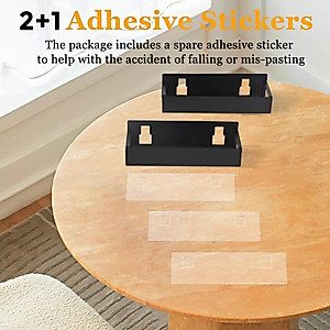 SYLLENHOD Kitchen Spice Rack: 2 Packs Black Adhesive Wall Mount - 11.8" Large Hanging Storage Organizer Cabinet Without Drilling for Smooth Wall - Work Room Bathroom Shelves