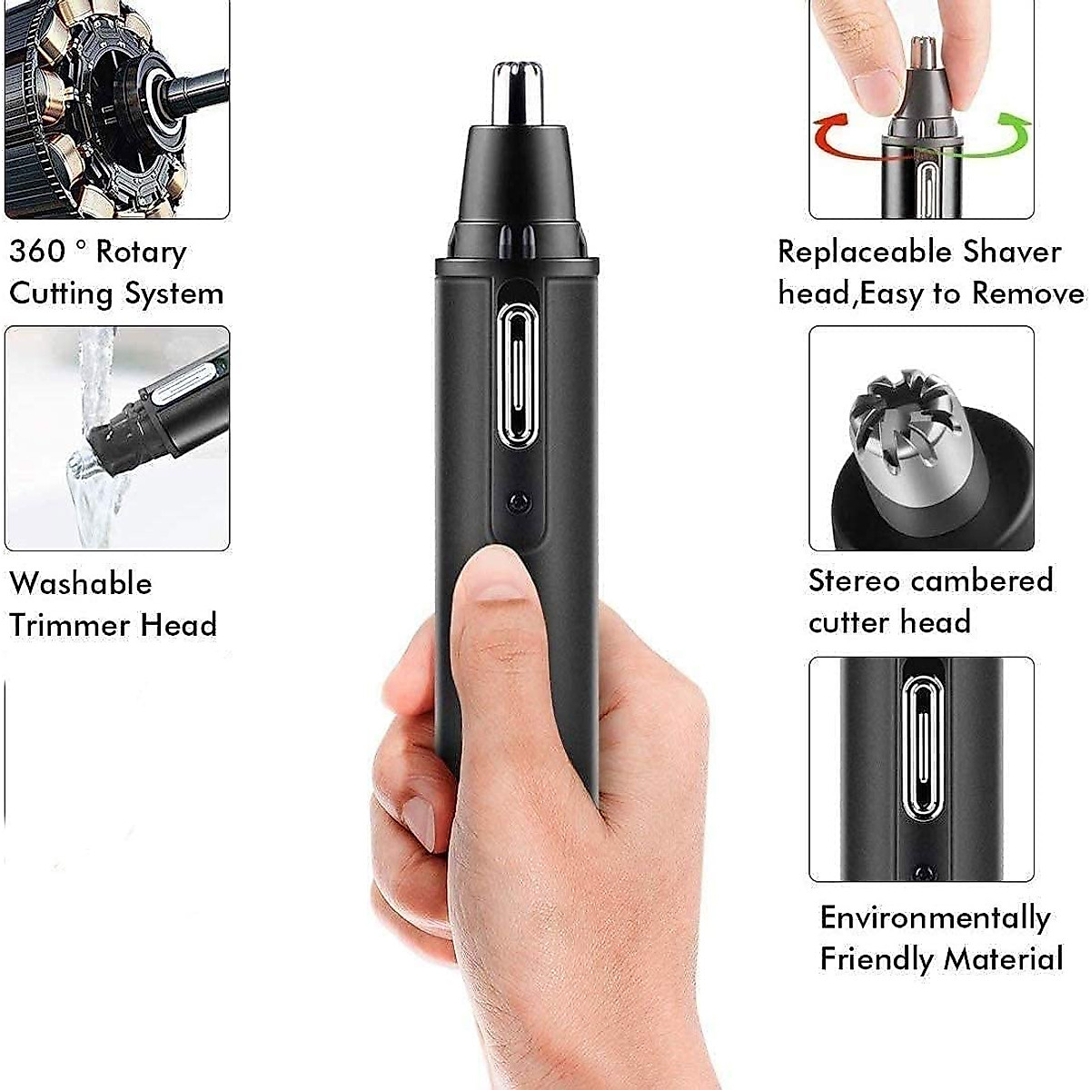 OJOINK Ear and Nose Hair Trimmer for Men and Women,USB Rechargeable Nose Hair Clipper, Electric Facial Ear Hair Remover