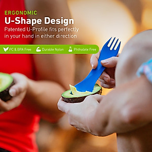 humangear GoBites Uno | Travel & Camping Utensils | Portable & Convertible Dining Ware | Multi-Functional Spork, Pink