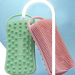 Gentle Massage Silicone Bath Scrub for All Kinds of Skin Slows Aging Smooths Cellulite Double-sided Body Brush Foam Great & Deep Cleansing for Men Women Children