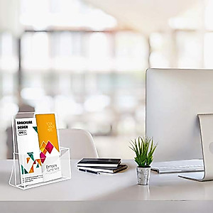 NIUBEE Acrylic Brochure Holder 8.5 x 11 inches 2 Pack, Clear Acrylic Literature Holder Plastic Flyer Display Stand, Acrylic Countertop Organizer for Magazine, Pamphlet, Booklets, Menu, Journals