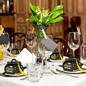 30 Pieces Graduation Cap Gift Box Graduation Party Favors Graduation Candy Box Treat Box with Gold Tassel Graduation Centerpieces for Tables 2022 Graduation Decorations Grad Party Supplies (Black)