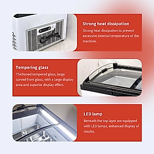 Yovtekc Countertop Gelato Display Freezer, Commercial Hard Ice Cream Showcase with 6 Square Storage Baskets, Gelato Freezer Showcase Fast Cooling with LED Light, White