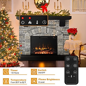 Cloud Mountain Electric Fireplace with Mantel, Tall Fire Place Heater Freestanding with Remote Control Timer LED Flame for Living Room Bedroom